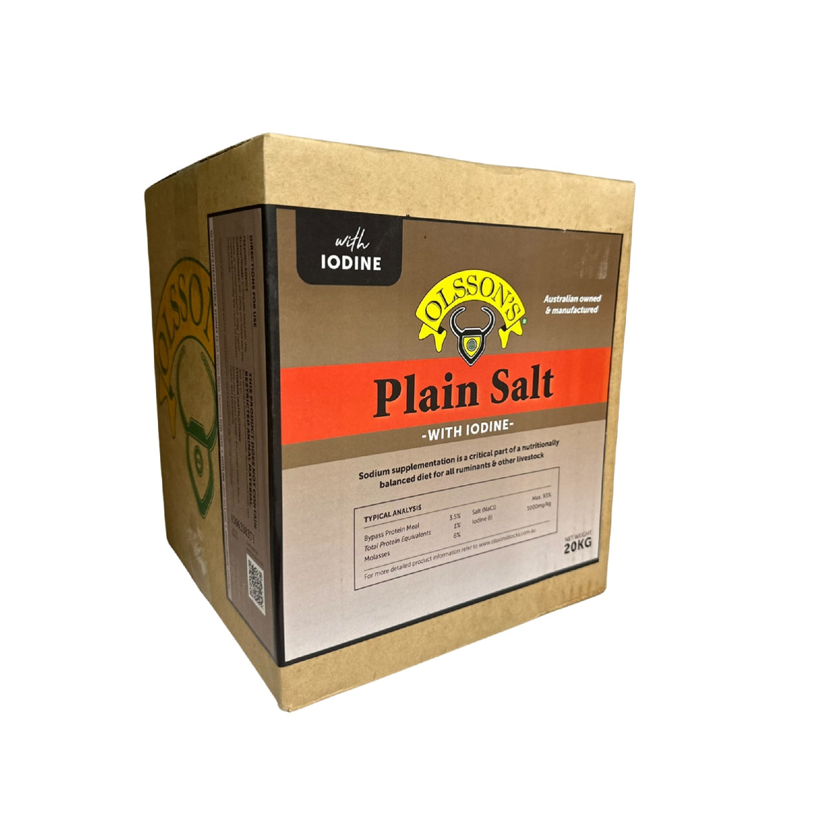 Olsson’s Plain Salt Block with Iodine – 20kg – Northside Produce Agency